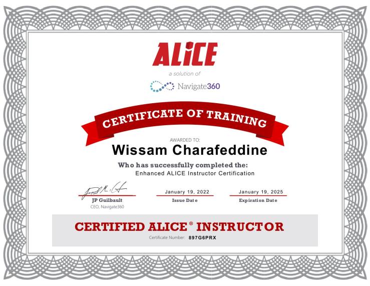 School & Congregation Safety Training – Wissam Charafeddine