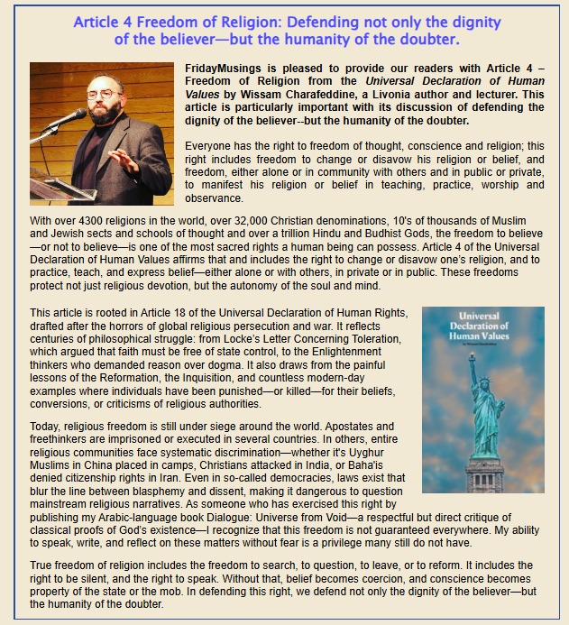 Article 4 Freedom of Religion: Defending not only the dignity of the ...